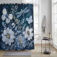 Blue White Butterfly Shower Curtain, Dragonfly Blue Chrysanthemums ...