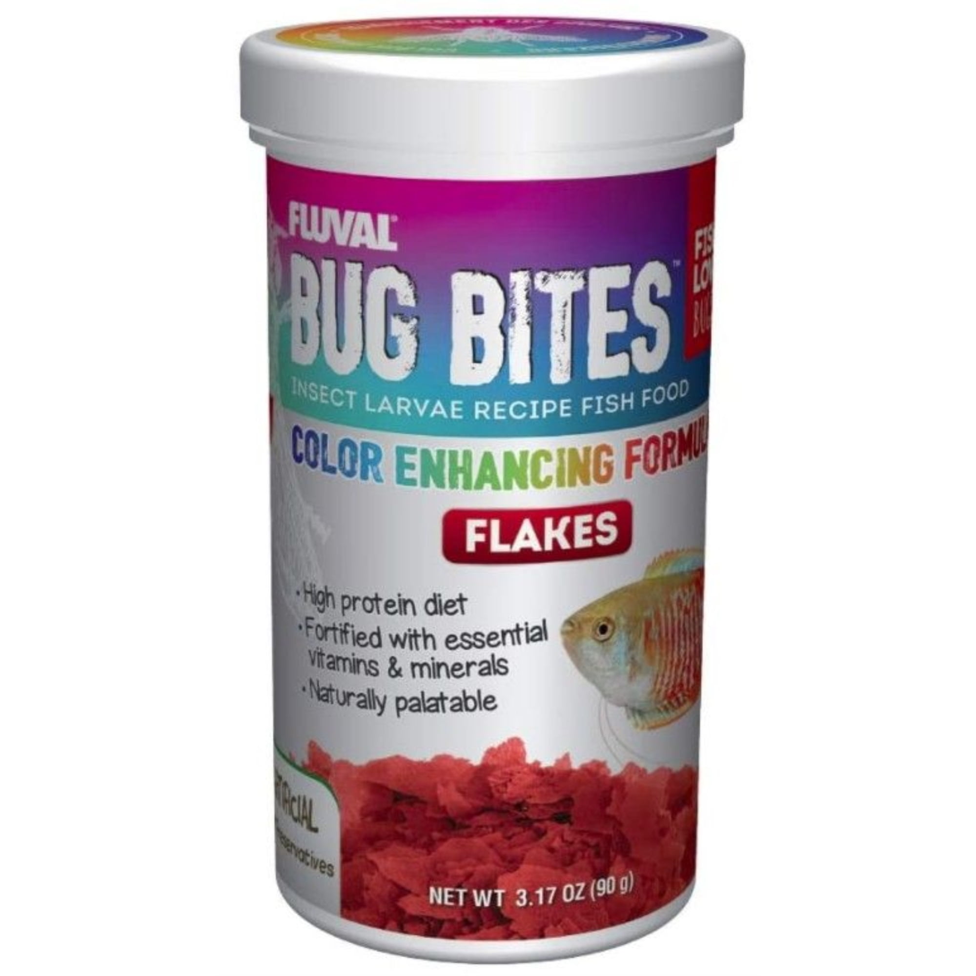 Fluval Bug Bites Insect Larvae Color Enhancing Fish Flake 3.17 oz ...