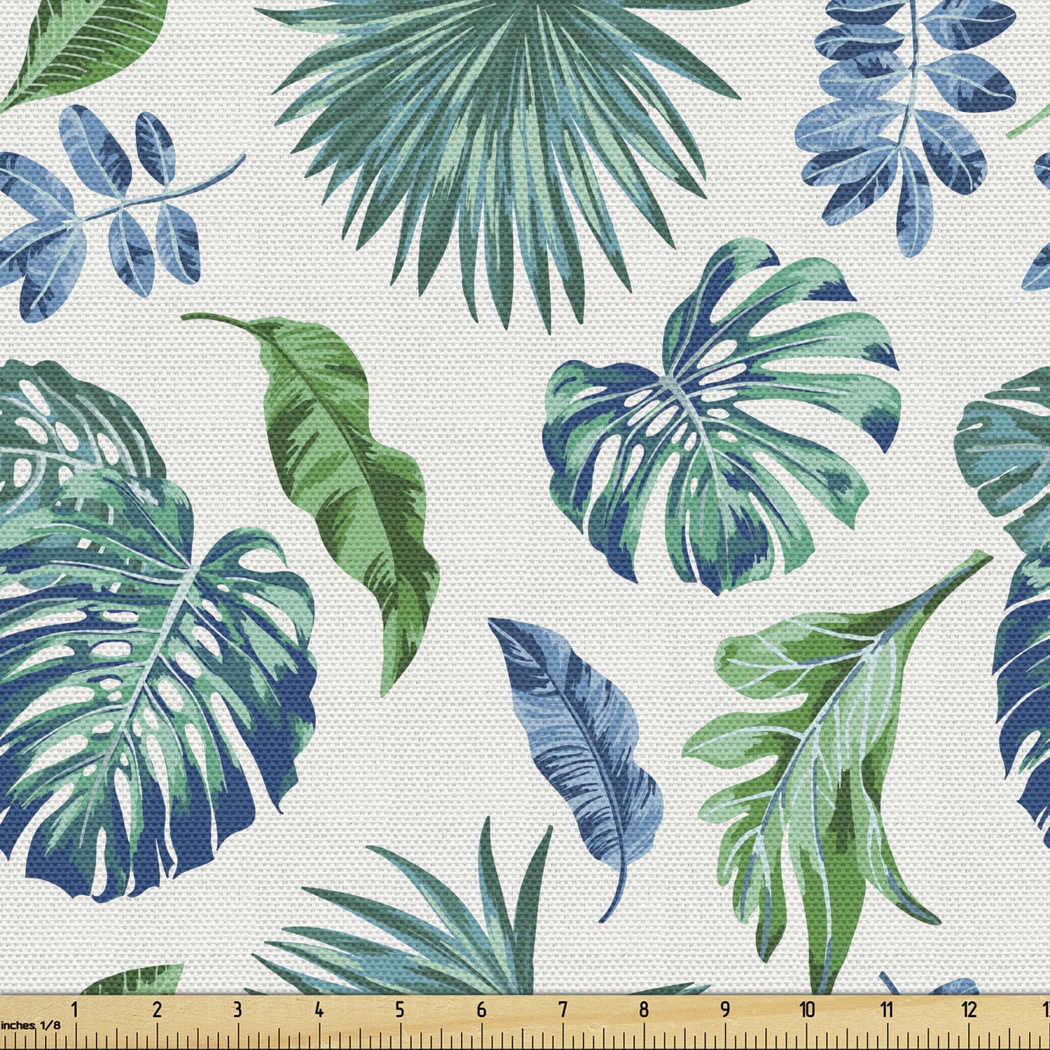 Green Leaf Fabric by the Yard, Monstera Coconut Palm Tree Leaves Exotic ...
