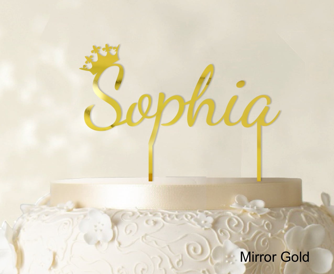 """Sophia"" Custom Name Cake Topper With Crown Personalized Birthday ...