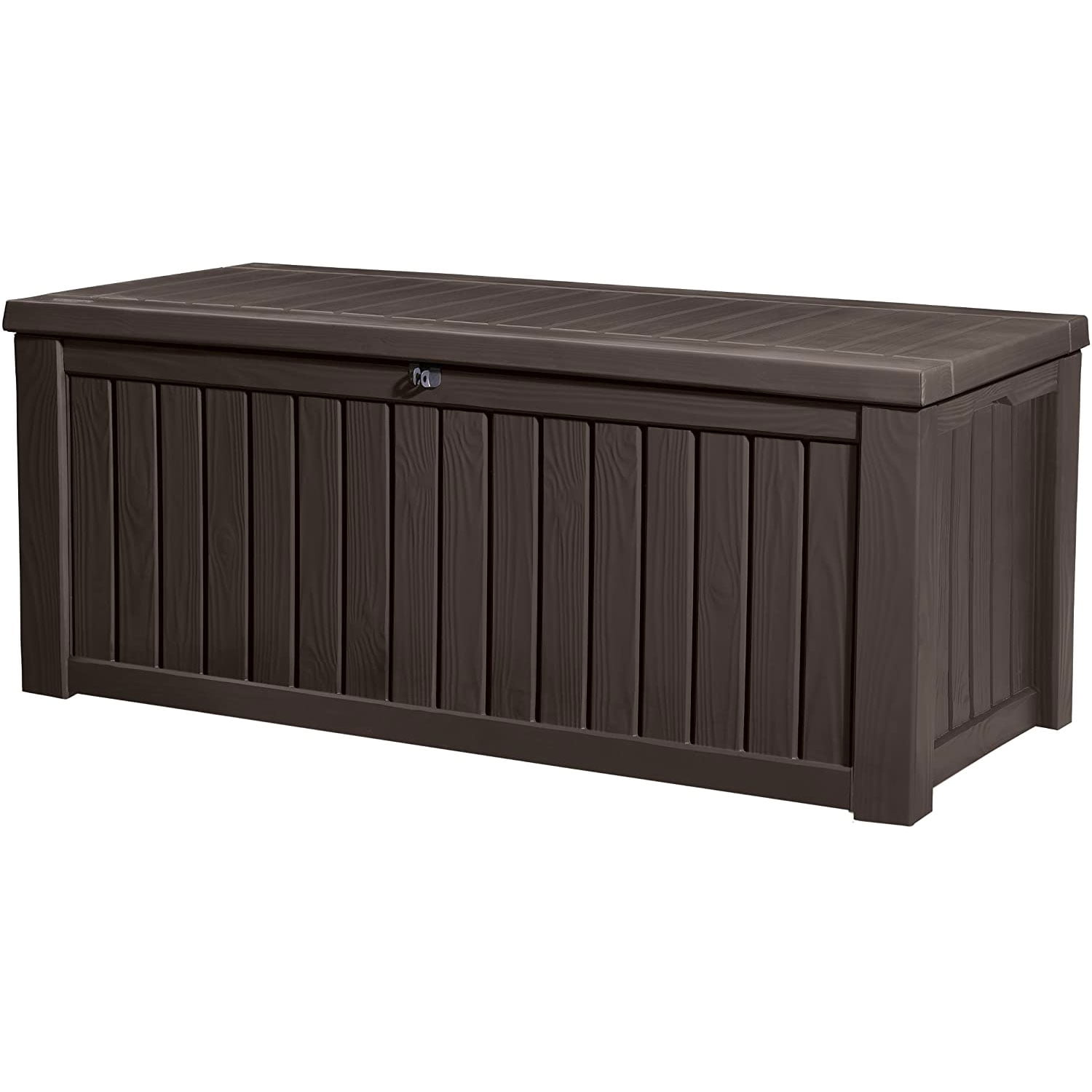Keter 209721 Weatherproof Rockwood Large 150 Gallon Pool Storage Deck ...