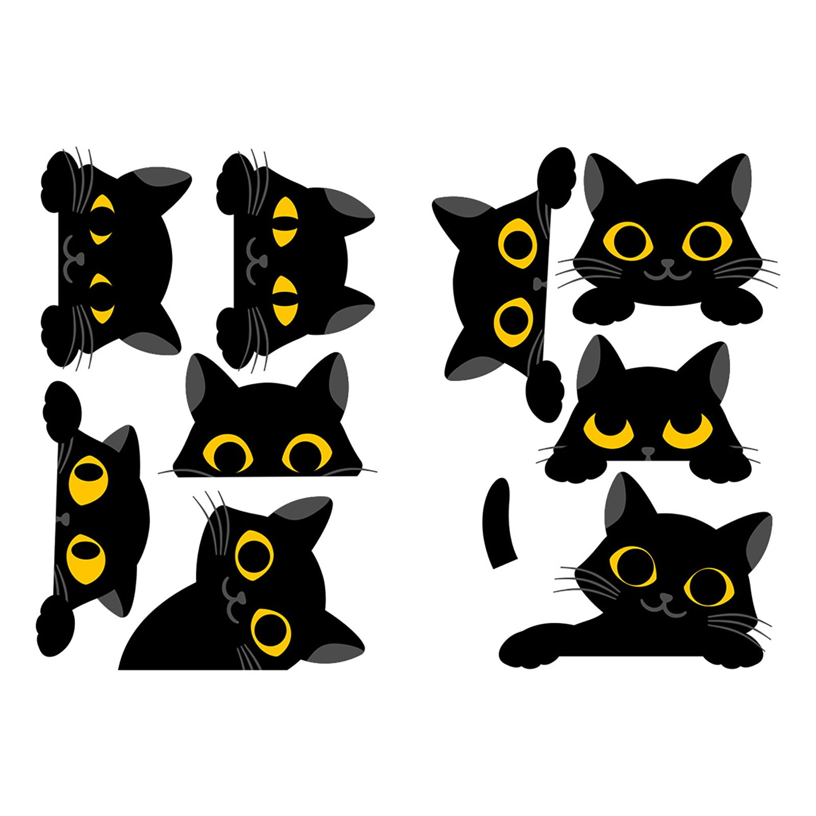 Stickers Nine Black Cats Stickers Wall Stickers Fun Stickers Cute Cat ...