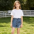 Girls Shorts Tween Girls Denim Shorts Bow Details Casual Distressed ...