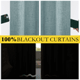 NICETOWN Rustic Skylark Blue Texture Back Tab Blackout Curtains, 52" x ...