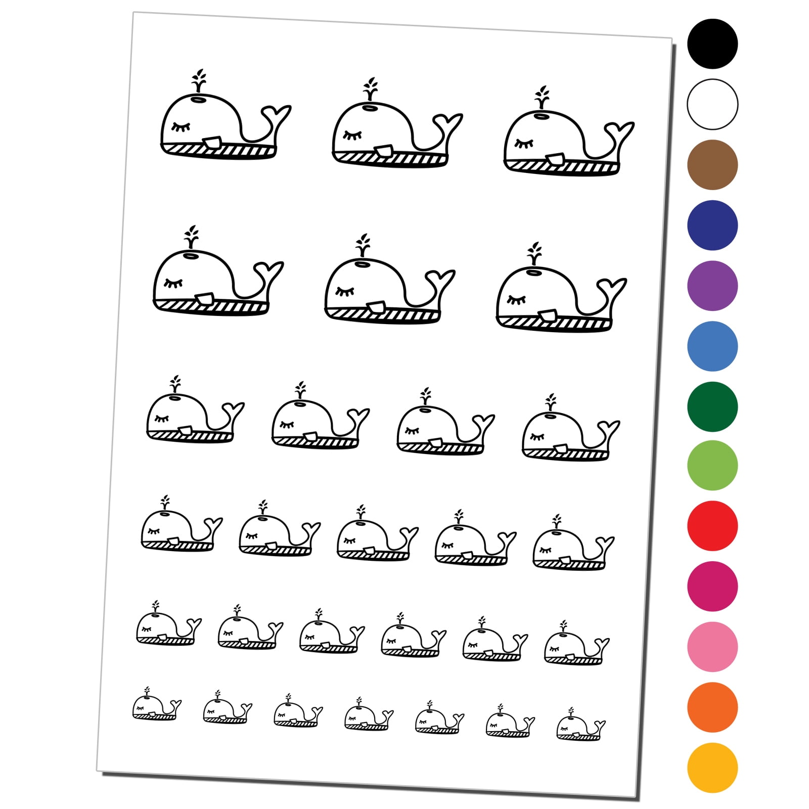 Snoozing Whale Doodle Water Resistant Temporary Tattoo Set Fake Body ...