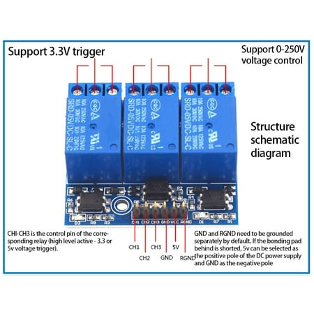 3 Channel Relay Module Optocoupler Isolation Practical Control Modules ...