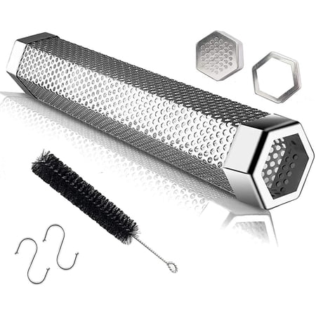 Pellet Smoker Tube, Portable Stainless Steel BBQ Billowing Smoker Cube ...