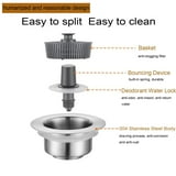 FNYKO 3-in-1 Stainless Steel Sink Aid, Kitchen Sink Drain Strainer, 304 ...