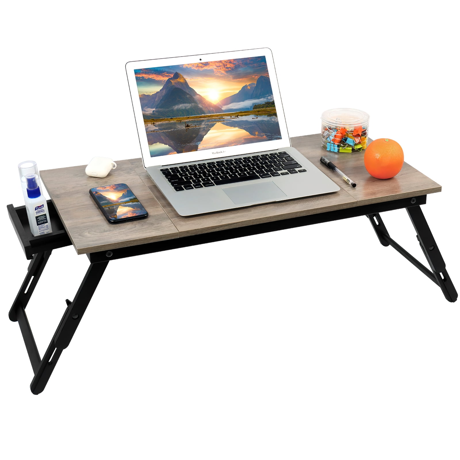 JMLHMXC Bamboo Laptop Desk Bed Tray Table Adjustable Table for Computer ...