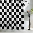 Black And White Color Blocks Shower Curtains for Bathroom, Plaid ...