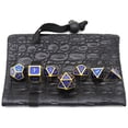 Haxtec Metal DND Dice Set, Gold Navy Blue Polyhedral Dice with Leather ...