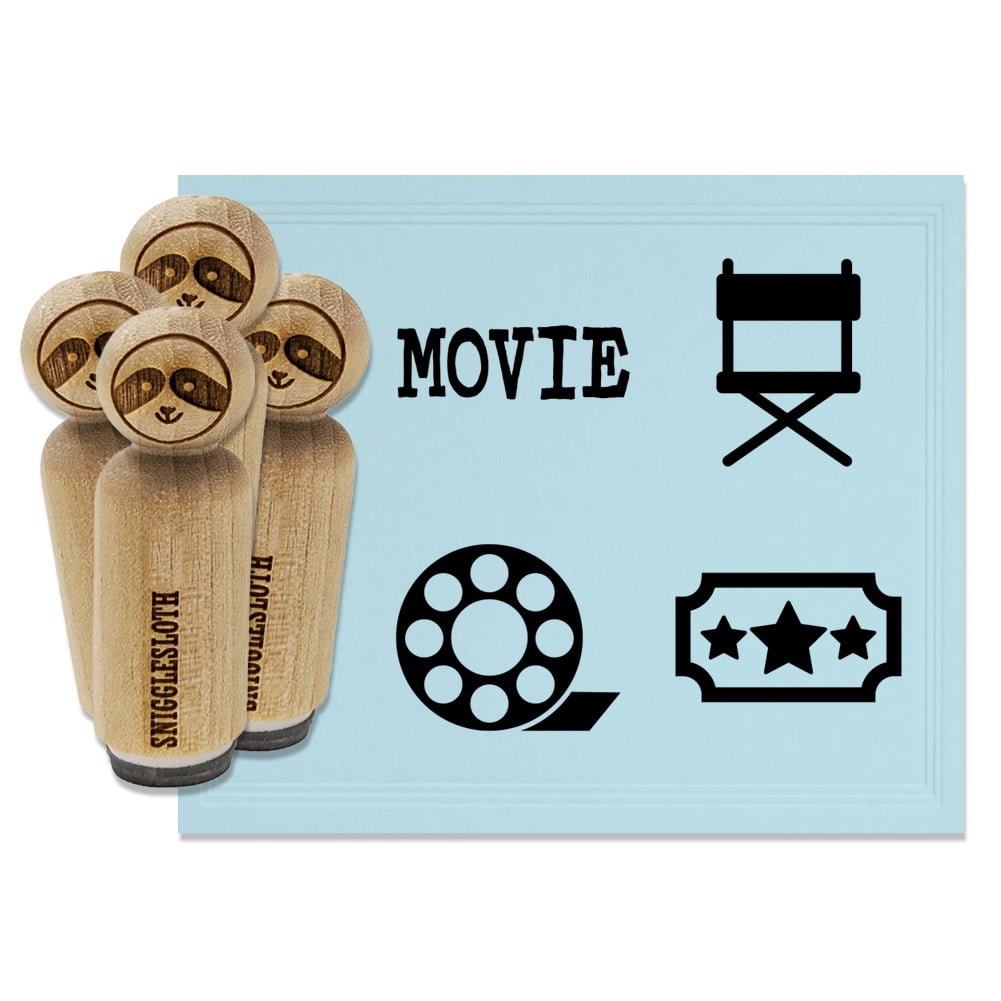 Movie Theater Film Reel Director Chair Ticket Rubber Stamp Set for ...