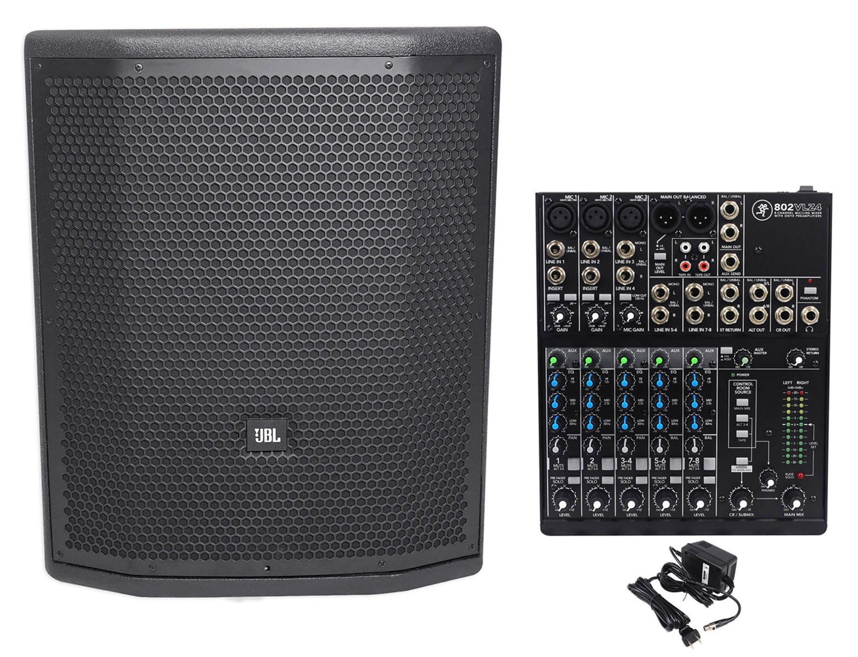 JBL Pro PRX815XLFW 15” 1500 Watt Powered Subwoofer Sub+Mackie 8-Channel Mixer - Walmart.com