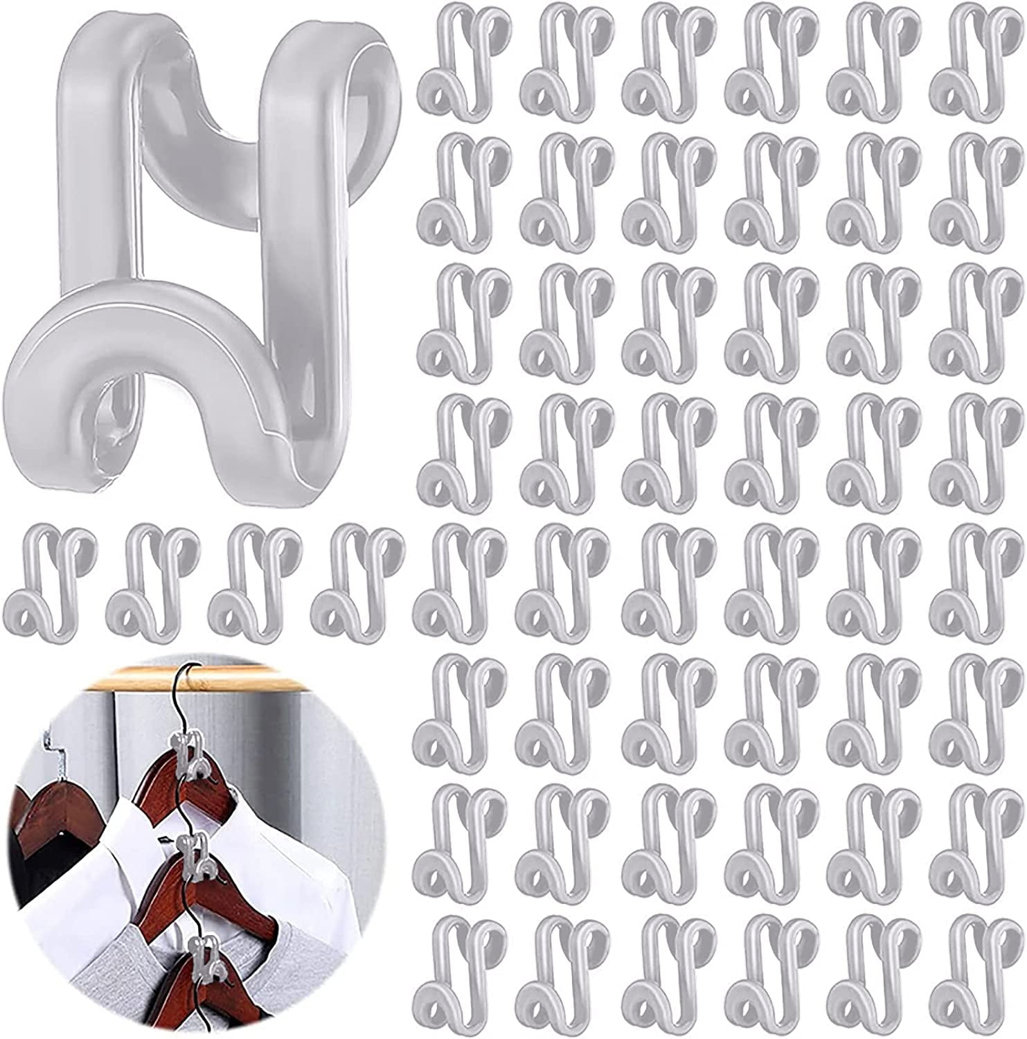 60 Pcs Hanger Connector Hooks, Hangers Space Saving Mini Cascading ...