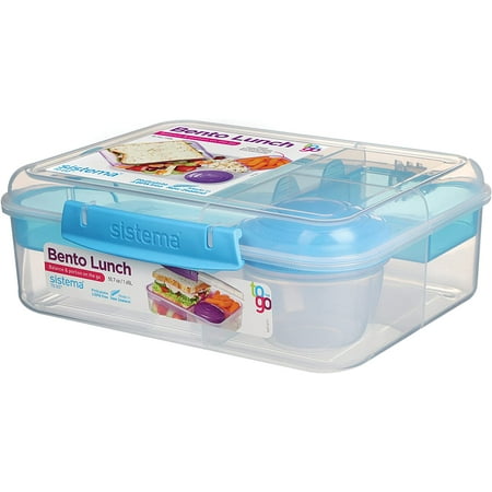 Sistema 216712 to Go Collection Bento Lunch Box, Large, Clear/Blue ...
