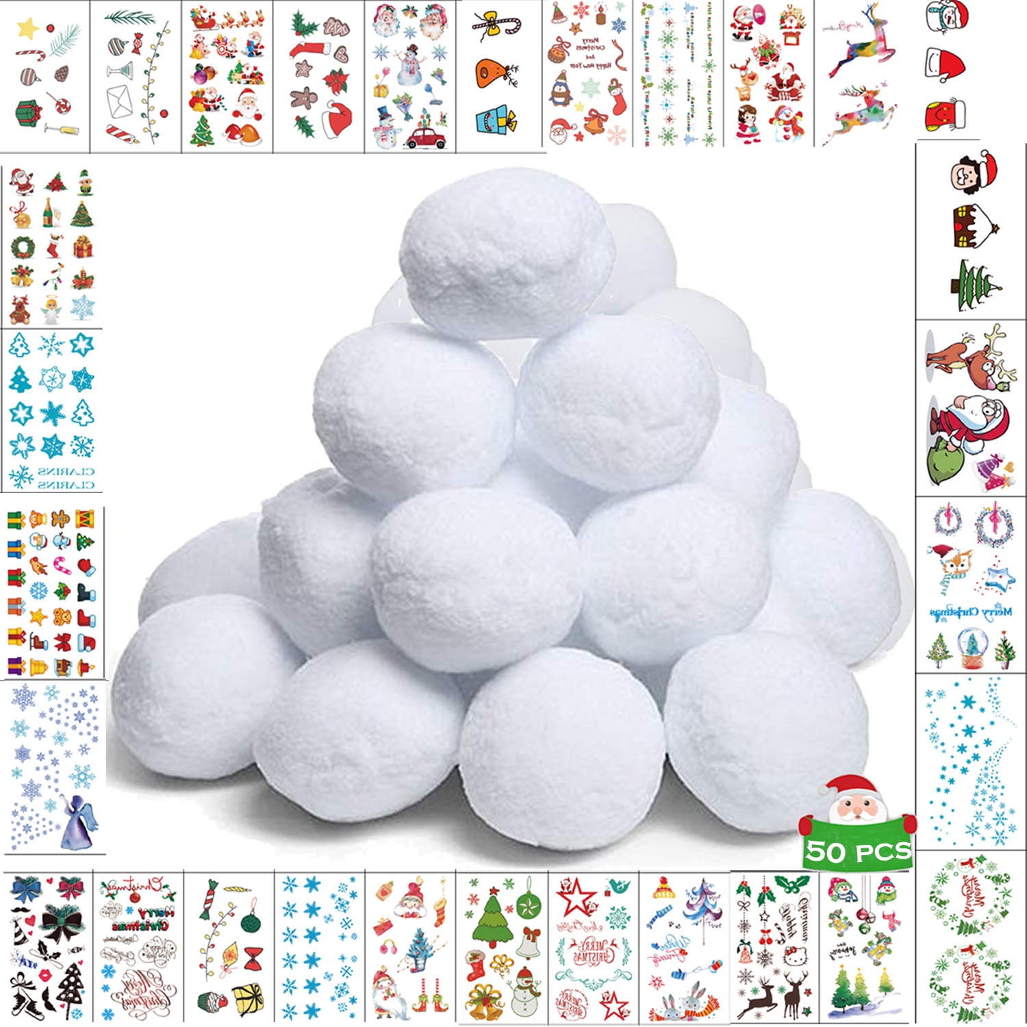NimJoy 20 Pack 3 inch White Plush Indoor Snowballs W/30 PC Stickers for ...