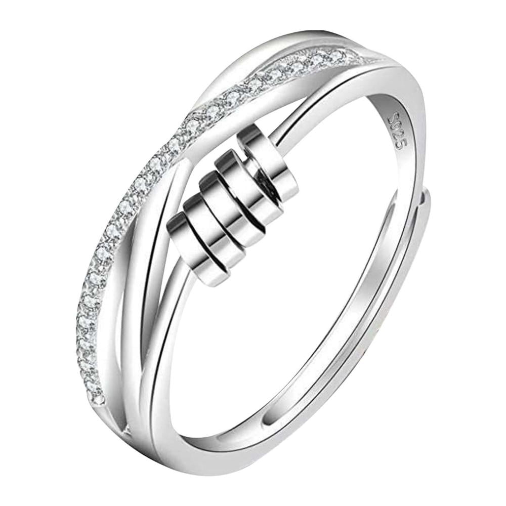 Fidget Ring|Adjustable Spinning Fidget Jewelry|Wedding Band Ring ...
