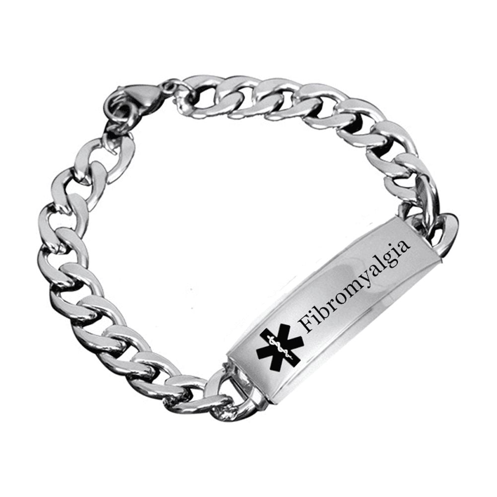Women Men's Medical Alert Fibromyalgia Bracelet Personalized Medic ID ...