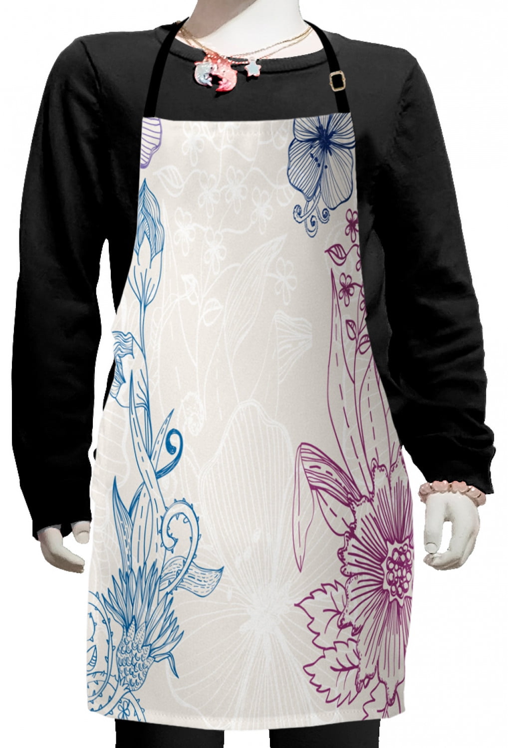 Floral Kids Apron, Flower Field Beauty Blooms in Spring Petals Graphic ...