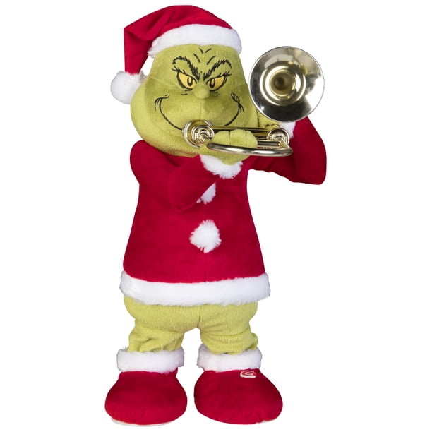 Gemmy Standing Trombone Animated Plush Grinch Dr. Seuss, Multicolored ...