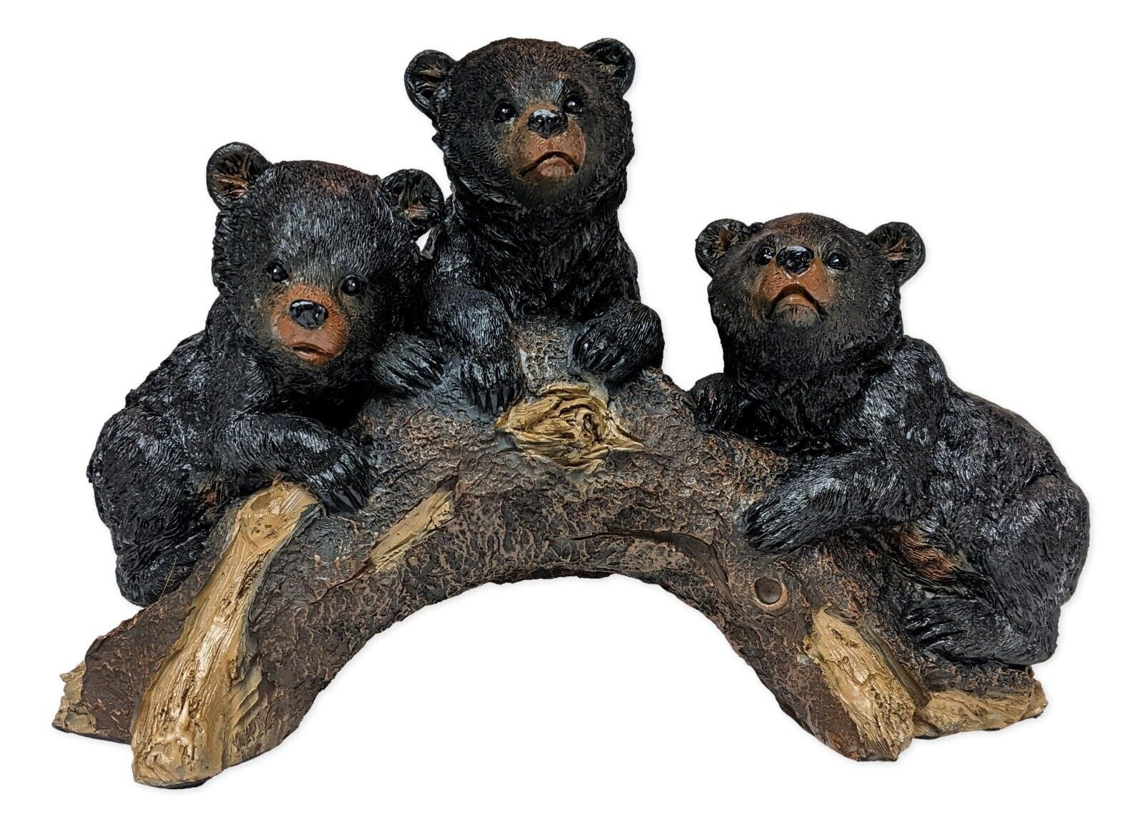 DeLeon Collections Black Bear Cubs Playing On Log: Large Resin Outdoor ...