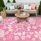 LOKHOM 5'x8' Pink Outdoor Rug, Waterproof Reversible Patio Mat, Camping ...