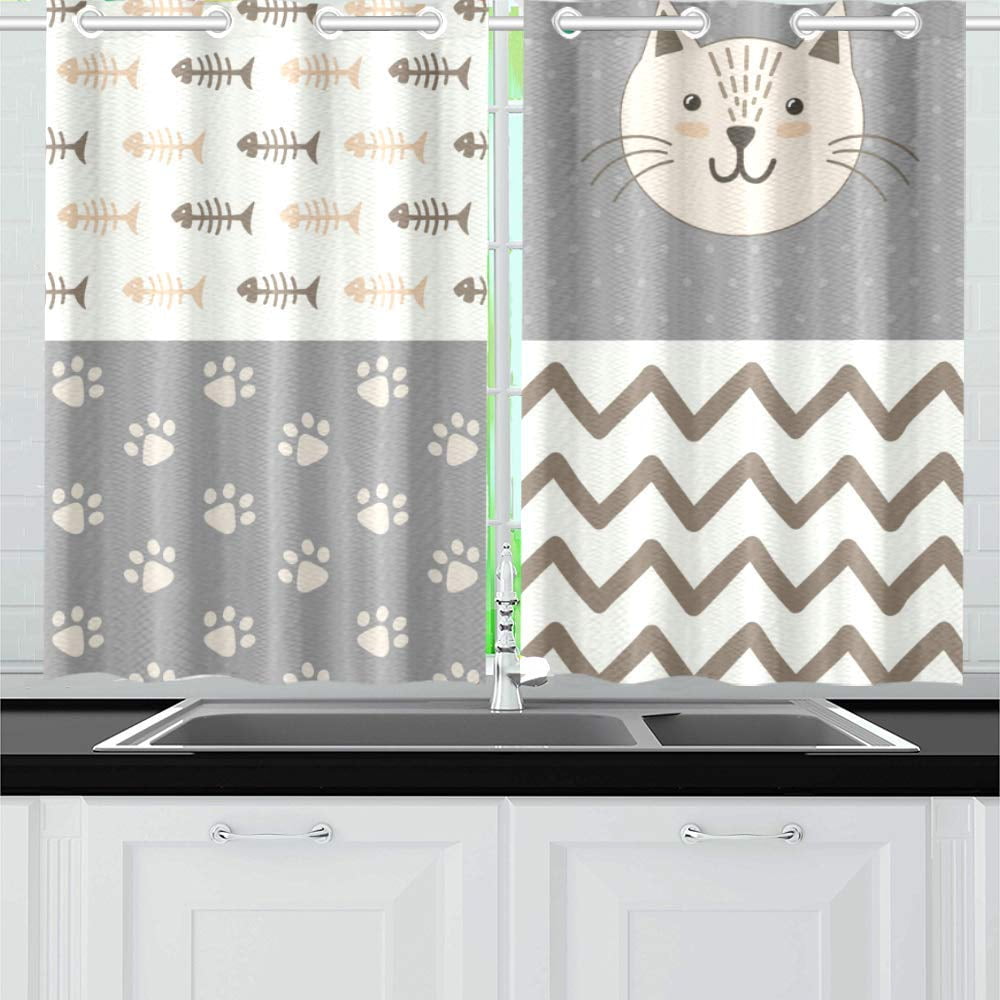 MKHERT Cute Baby Cat Window Curtain Kitchen Curtain 26x39 inch,Two ...