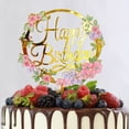 comerut Colored Flowers Happy Birthday Cake Topper Baking Cupcake ...