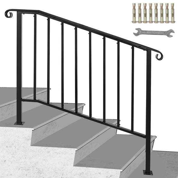 BENTISM Iron Handrail Picket Fits 3 or 4 Steps Stair Hand Rails for ...