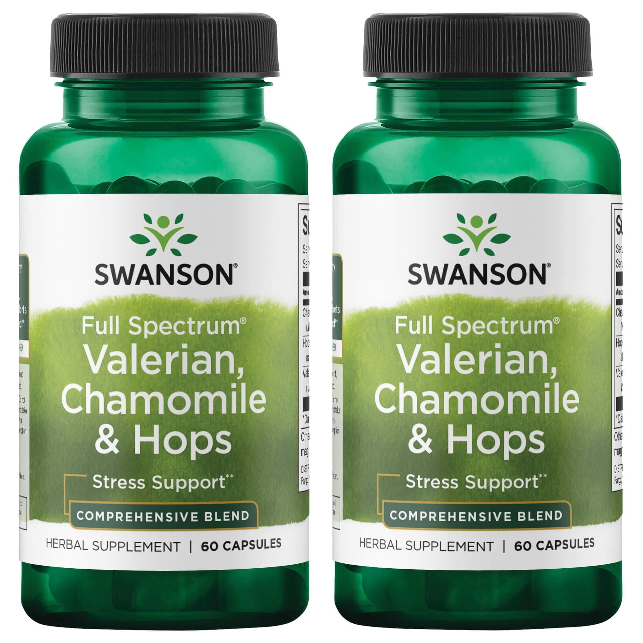 Swanson Full Spectrum Valerian, Chamomile & Hops 60 Caps 2 Pack ...