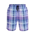 Blue and Purple Checkerboard Pattern Men's Swim Trunks Beach Shorts ...