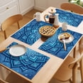 Abstract Art Cotton Linen Placemats Set of 1, Blue Gradient Flower 3D ...