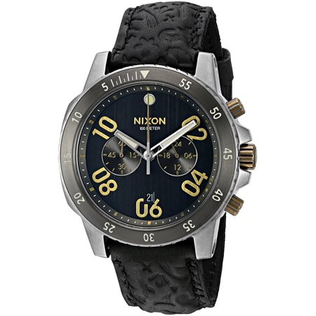 Nixon Men's Ranger Chrono Leather Black/Brass Watch | Walmart Canada