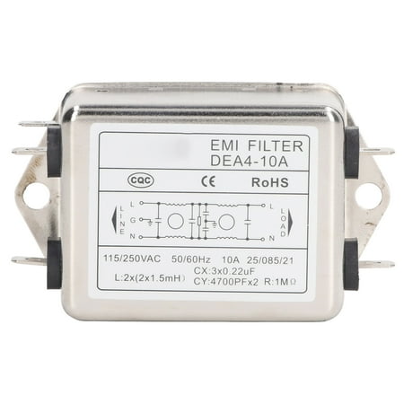 Power EMI Filter Noise Suppressor Single Phase AC Audio Purifier AC115V ...