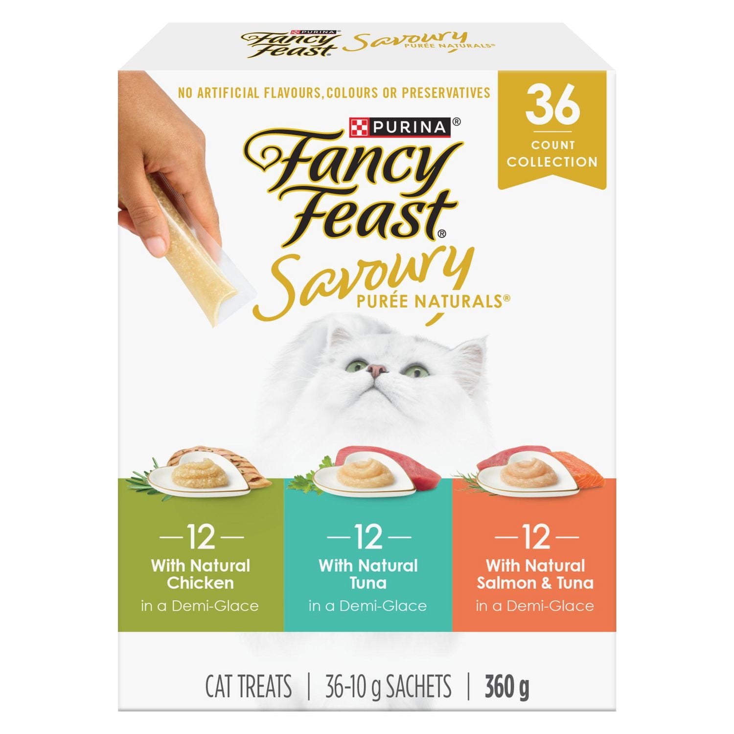 Fancy Feast Savoury Purée Naturals Variety Pack, Cat Treats 36 x 10 g ...