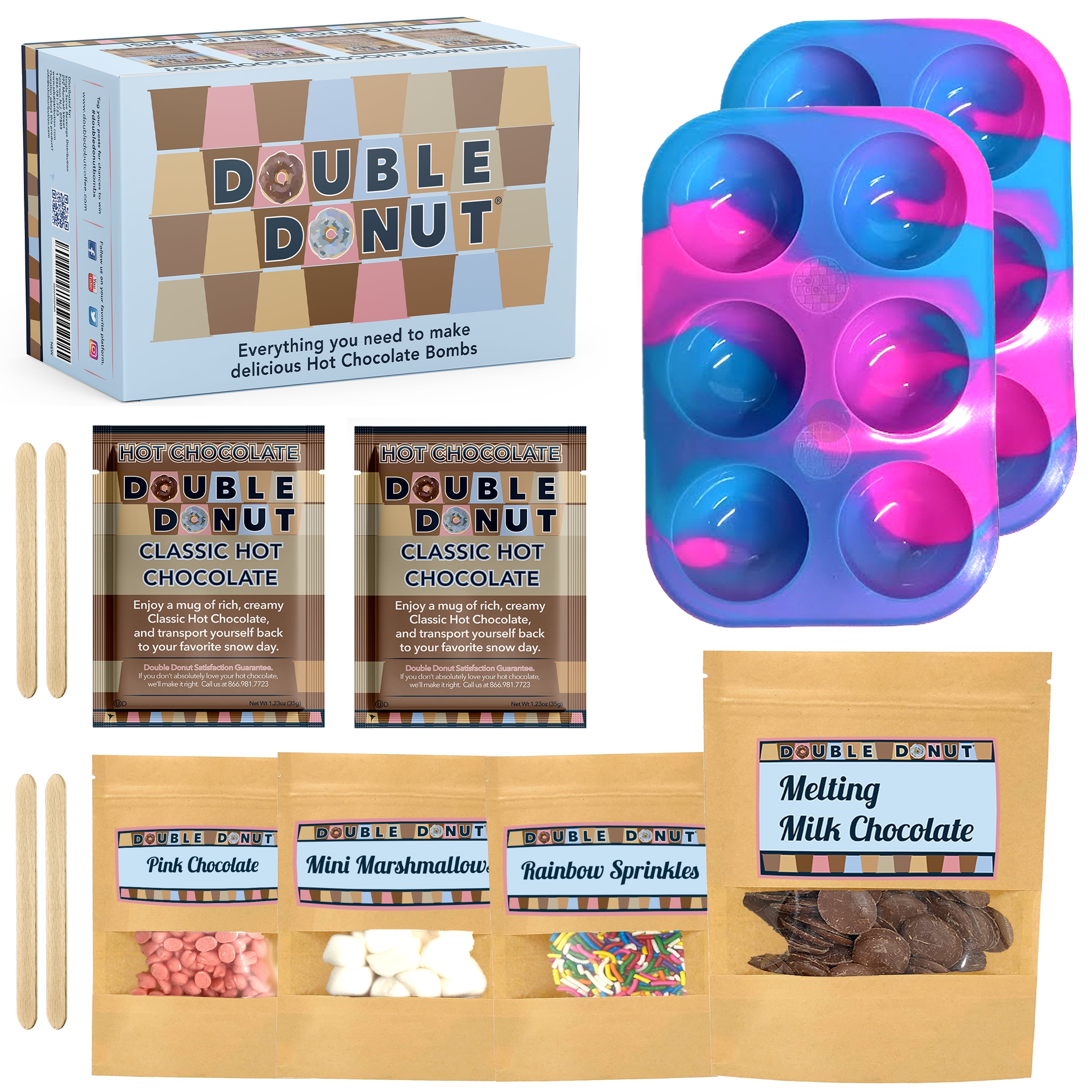 Double Donut DIY Hot Chocolate Bomb Kit, Makes 6 Chocolate Bombs ...