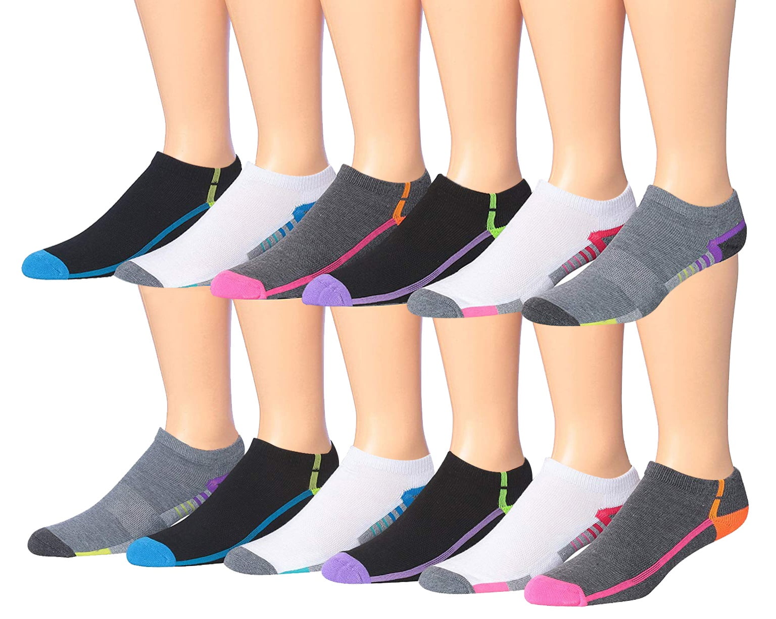 James Fiallo Men's 12-Pairs Performance Low Cut Athletic Sport Socks ...
