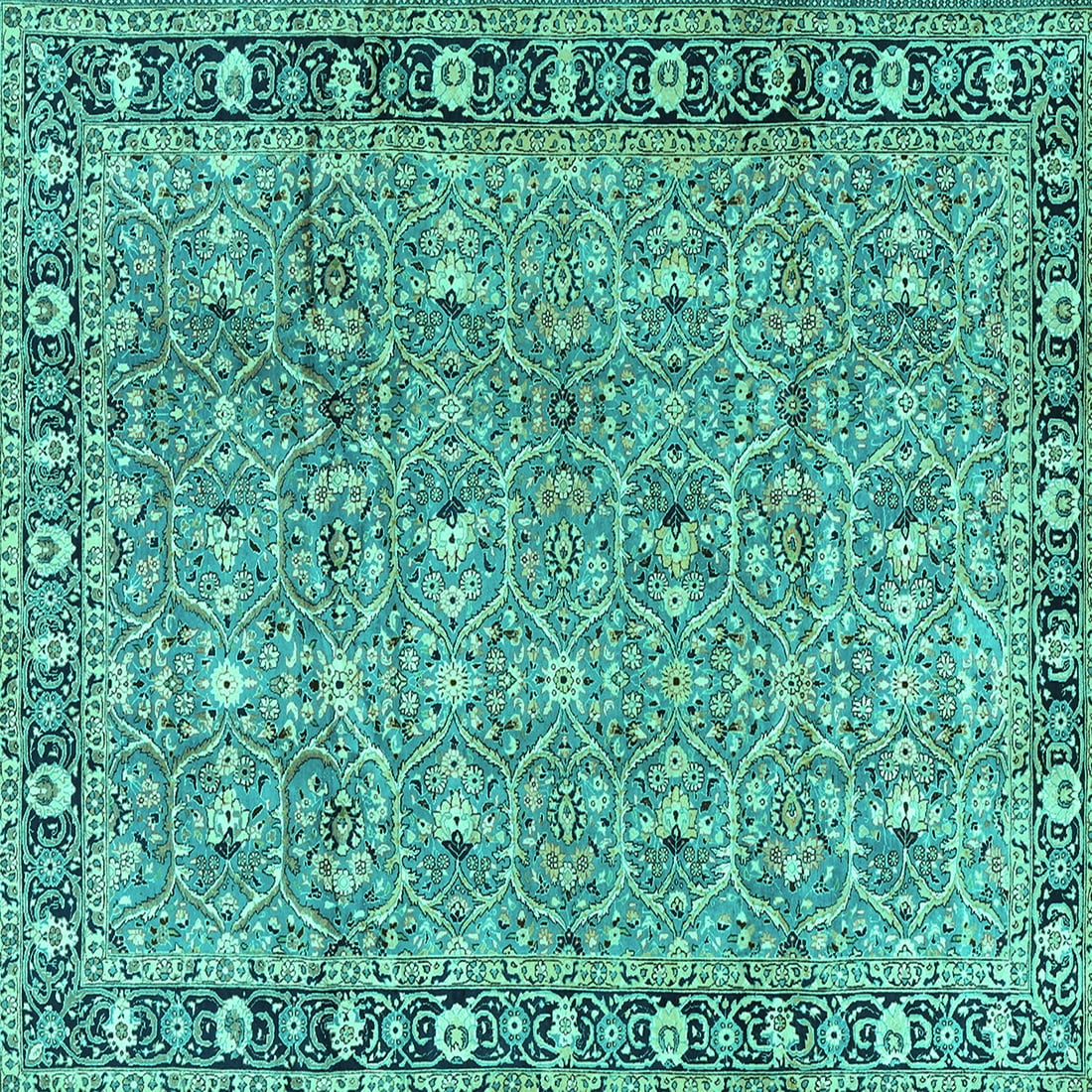 Ahgly Company Machine Washable Indoor Square Persian Turquoise Blue ...