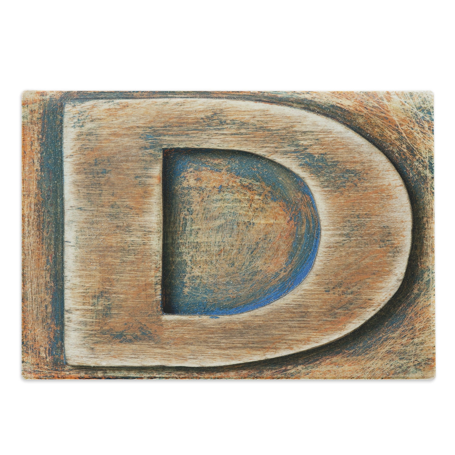 Letter D Cutting Board, Scratched Wooden Timber Typography Character ...