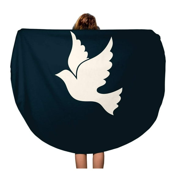 KDAGR 60 inch Round Beach Towel Blanket Blue Scandinavian Pattern ...