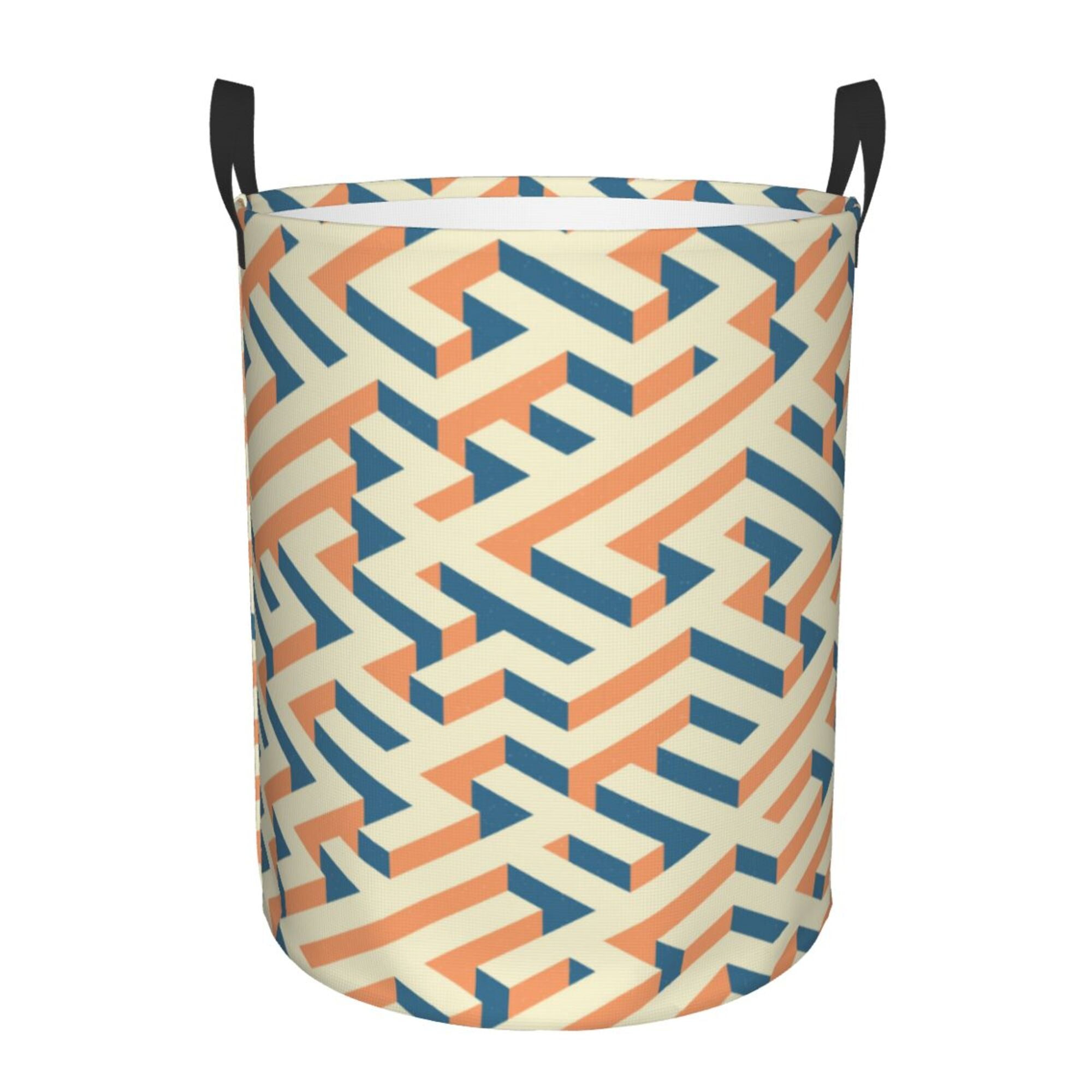 TEQUAN Waterproof Laundry Hampers, Geometric Endless Maze Pattern ...