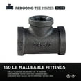 Supply Giant BMRT0342 3/4" x 1/2" Black Malleable Reducing Tee with Female Threaded Fitting ...