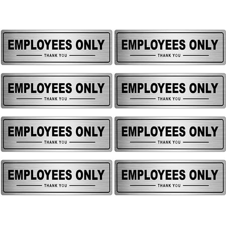 HEIBINFainne 8 Pieces Self-Adhesive Employees Only Sign Stickers, Metal ...
