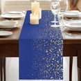 Blue Gold Sparkles Burlap Cotton Table Runner 13x120 Inches Long ...