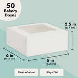 50-Pack 6x6 White Bakery Boxes with Window for Cupcakes, Cakes, Cookies ...