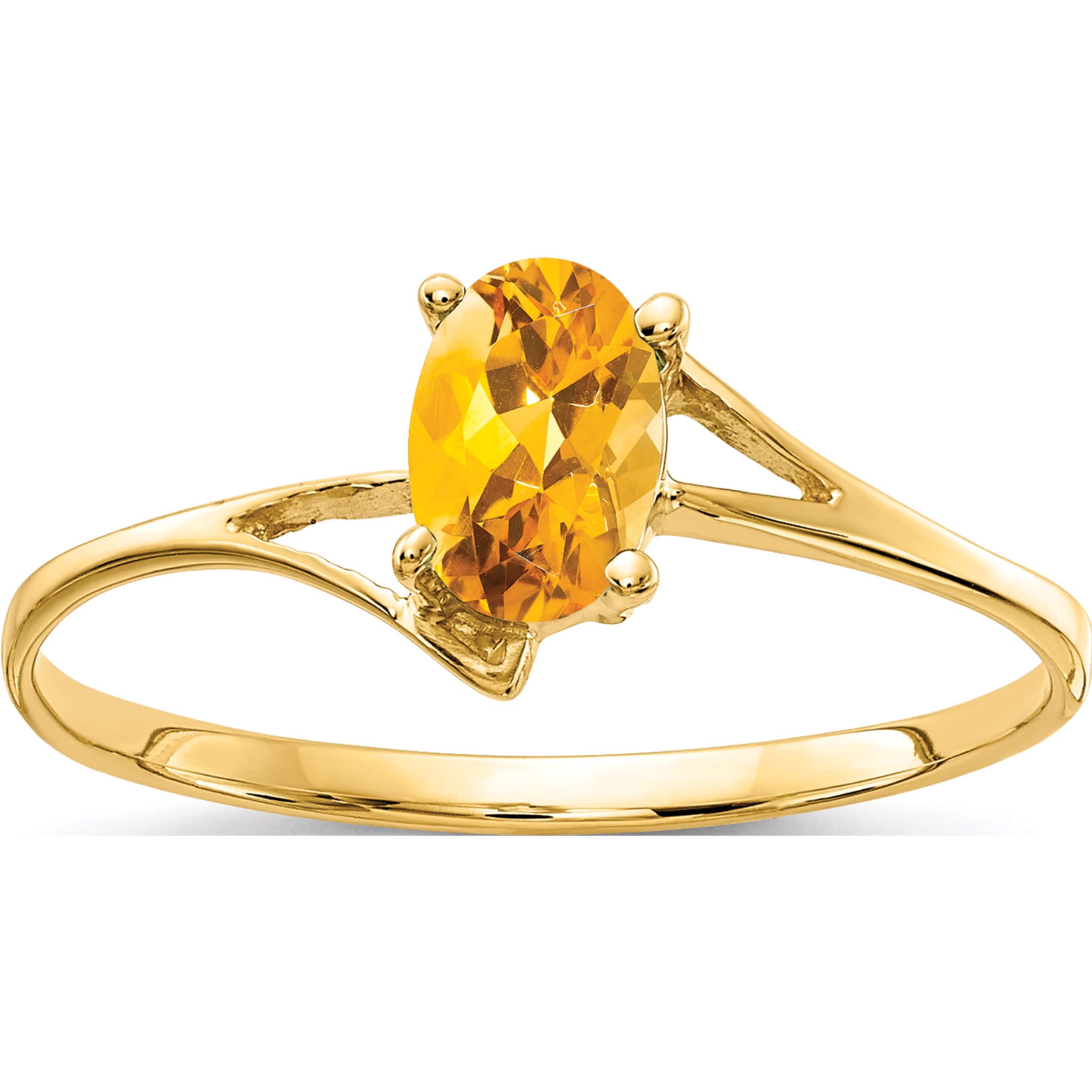 14K Yellow Gold 6X4mm Oval Citrine Ring (Size 6) Made In United States ...