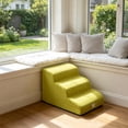 2-Step Non-Slip Foam Pet Ramp Stairs, Soft Covered Dog Cat Couch Bed ...