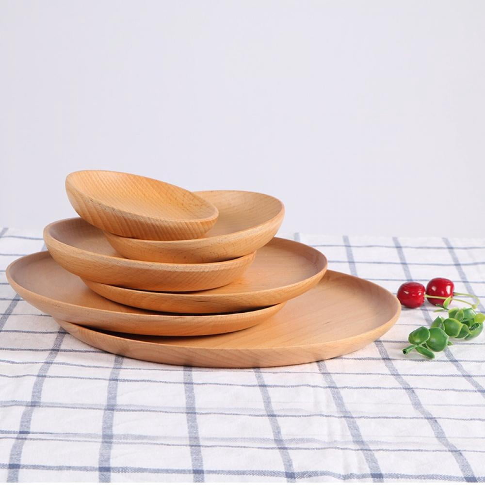 Wood Round Serving Plate Decorative Fruit Dessert Cake Snack Candy Food ...