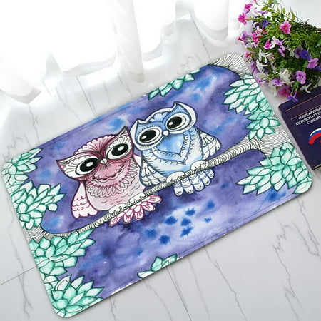 PHFZK Animal Doormat, Cute Owls on Tree Doormat Outdoors/Indoor Doormat ...