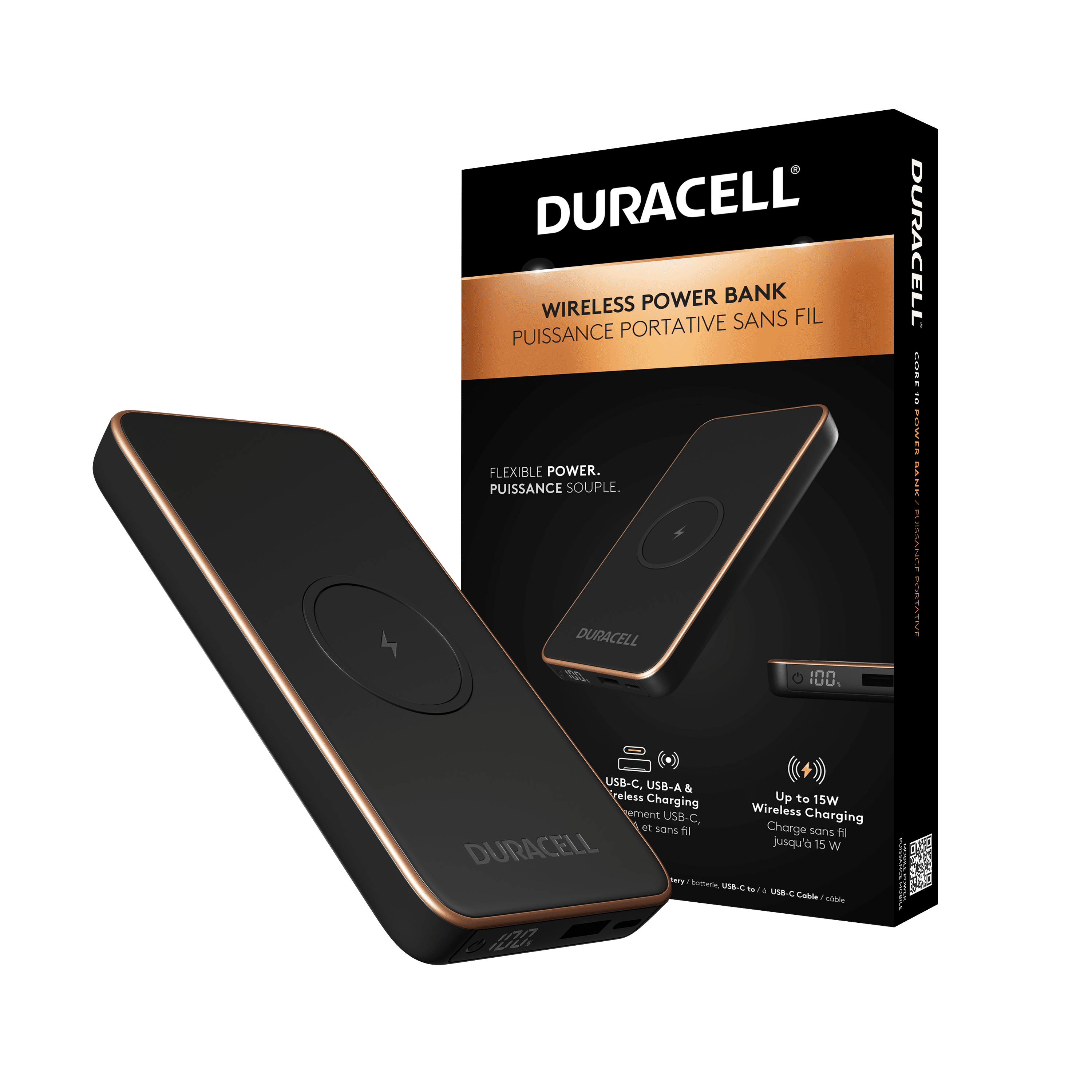 Duracell Core 10 Portable Power Pack, 10000mAh Wireless Mobile Black ...